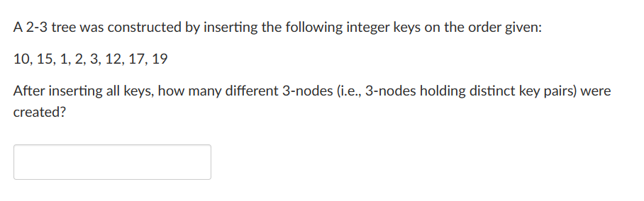 A 2-3 ﻿tree was constructed by inserting the | Chegg.com