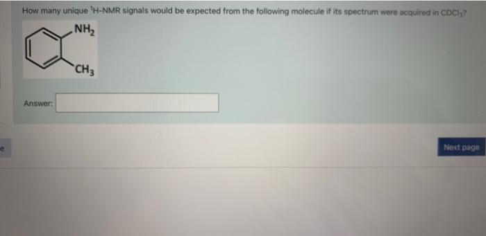 Solved How many unique 'H-NMR signals would be expected from | Chegg.com
