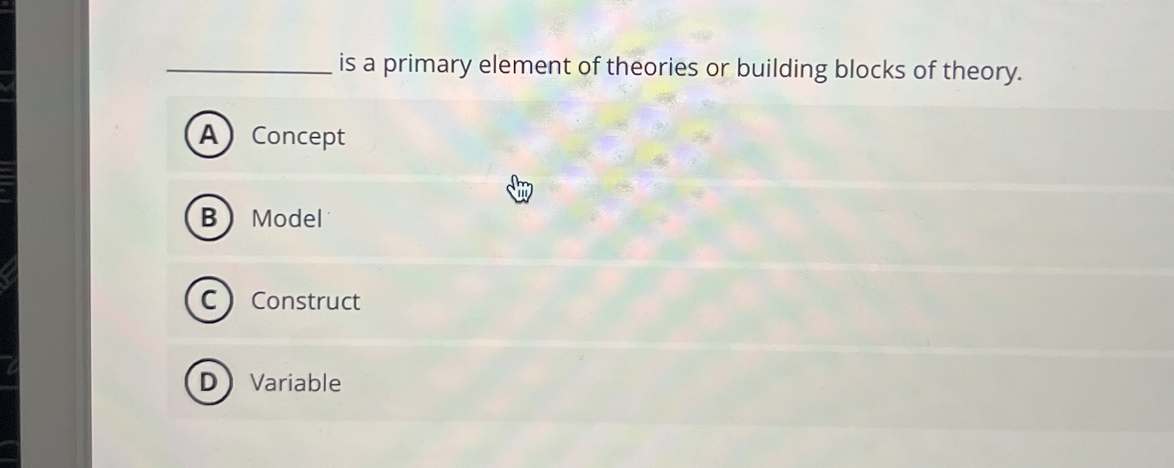 Solved is a primary element of theories or building blocks | Chegg.com