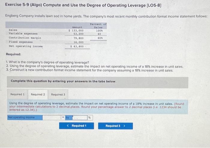 Solved Exercise 5-9 (Algo) Compute and Use the Degree of | Chegg.com