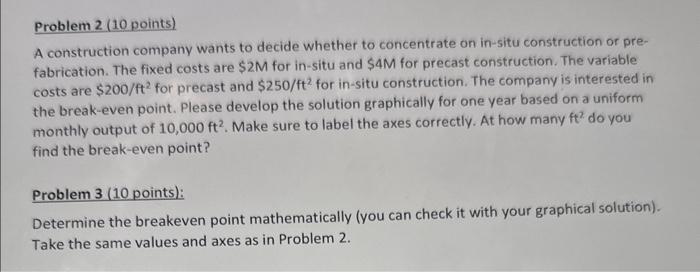 Solved Problem 2 ( 10 points) A construction company wants | Chegg.com