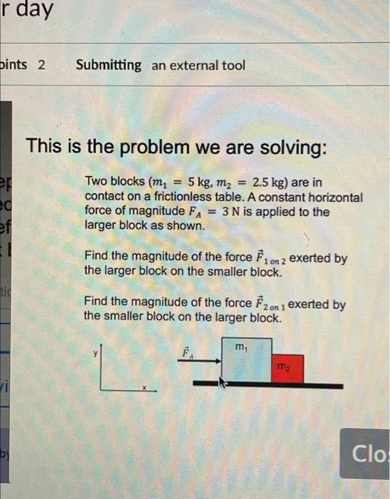 Solved r day bints 2 Submitting an external tool PR ed ef 1 | Chegg.com
