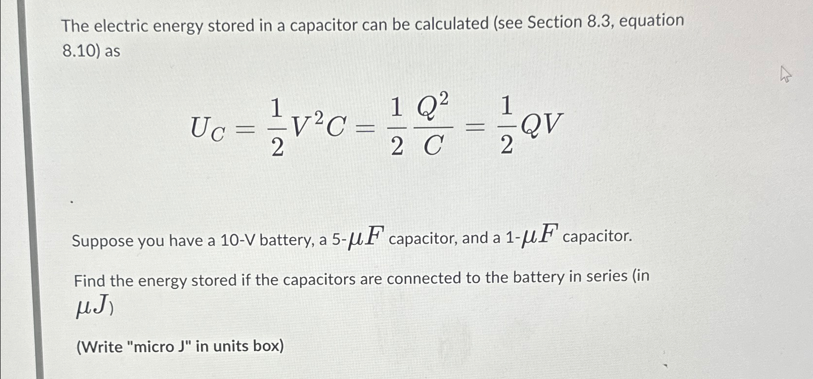 Solved The electric energy stored in a capacitor can be | Chegg.com