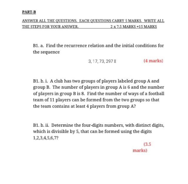 Solved PART-B ANSWER ALL THE QUESTIONS. EACH QUESTIONS CARRY | Chegg.com
