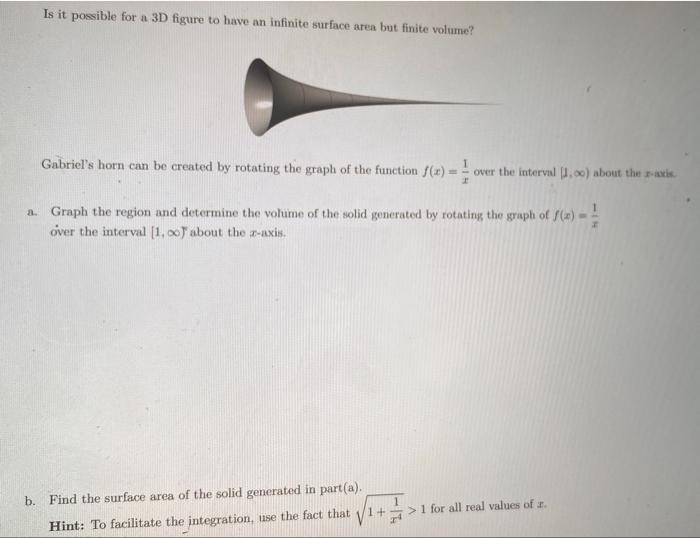 Solved Is it possible for a 3D figure to have an infinite | Chegg.com