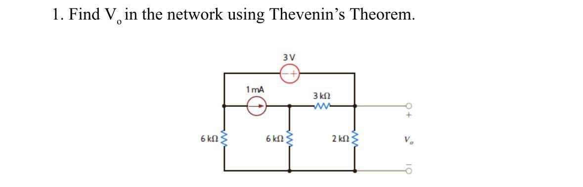 Solved Find Vo ﻿in the network using Thevenin's Theorem. | Chegg.com