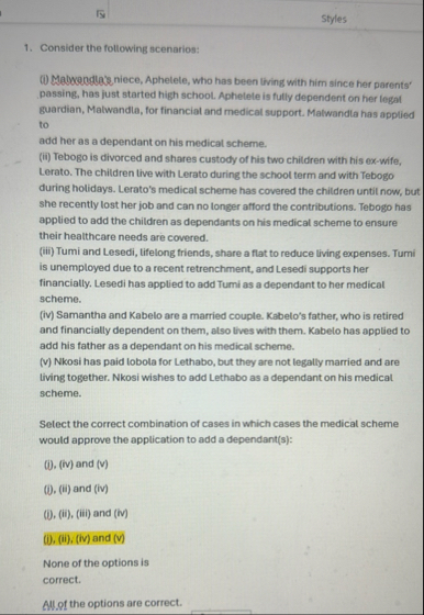 Solved 82StylesConsider the following scenarios:(i) | Chegg.com