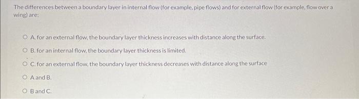 Solved The differences between a boundary layer in internal | Chegg.com