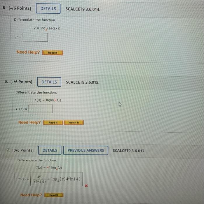 Solved 5. [-16 Points) DETAILS SCALCET9 3.6.014. | Chegg.com