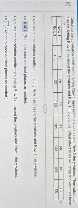 [Solved]: Calculate the correlation coefficient r, letting
