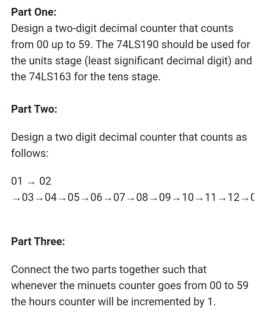 Solved Part One: Design a two-digit decimal counter that | Chegg.com