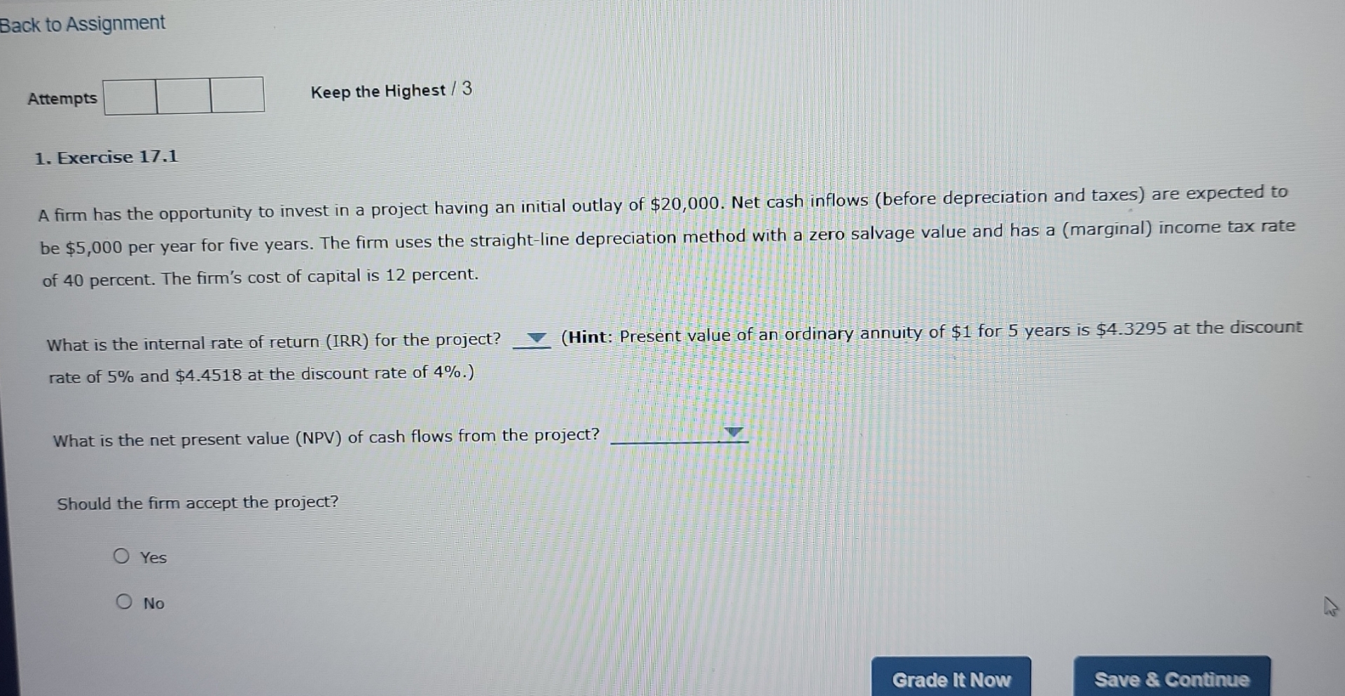 Solved Back to AssignmentExercise 17.1A firm has the | Chegg.com