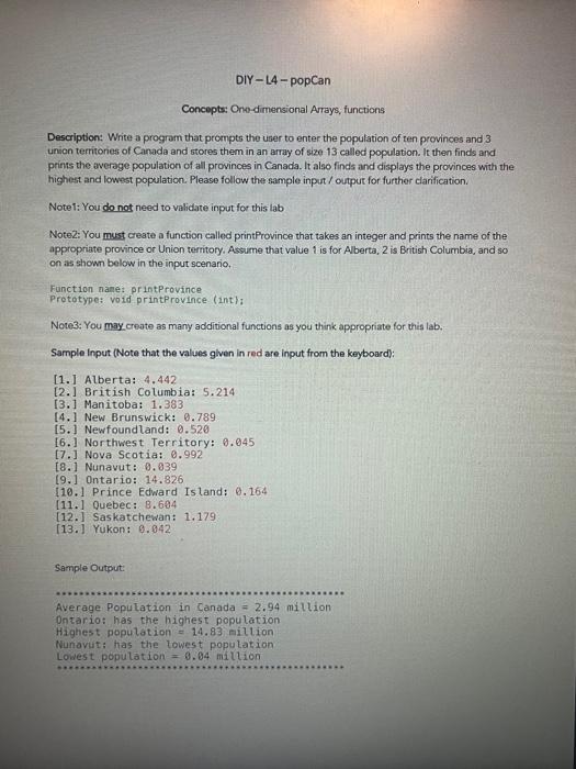 Solved DIY-L4-popCan Concepts: One-dimensional Arrays, | Chegg.com
