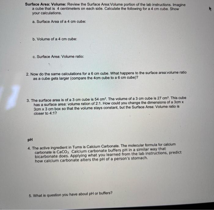 Solved Surface Area: Volume: Review the Surface Area:Volume | Chegg.com