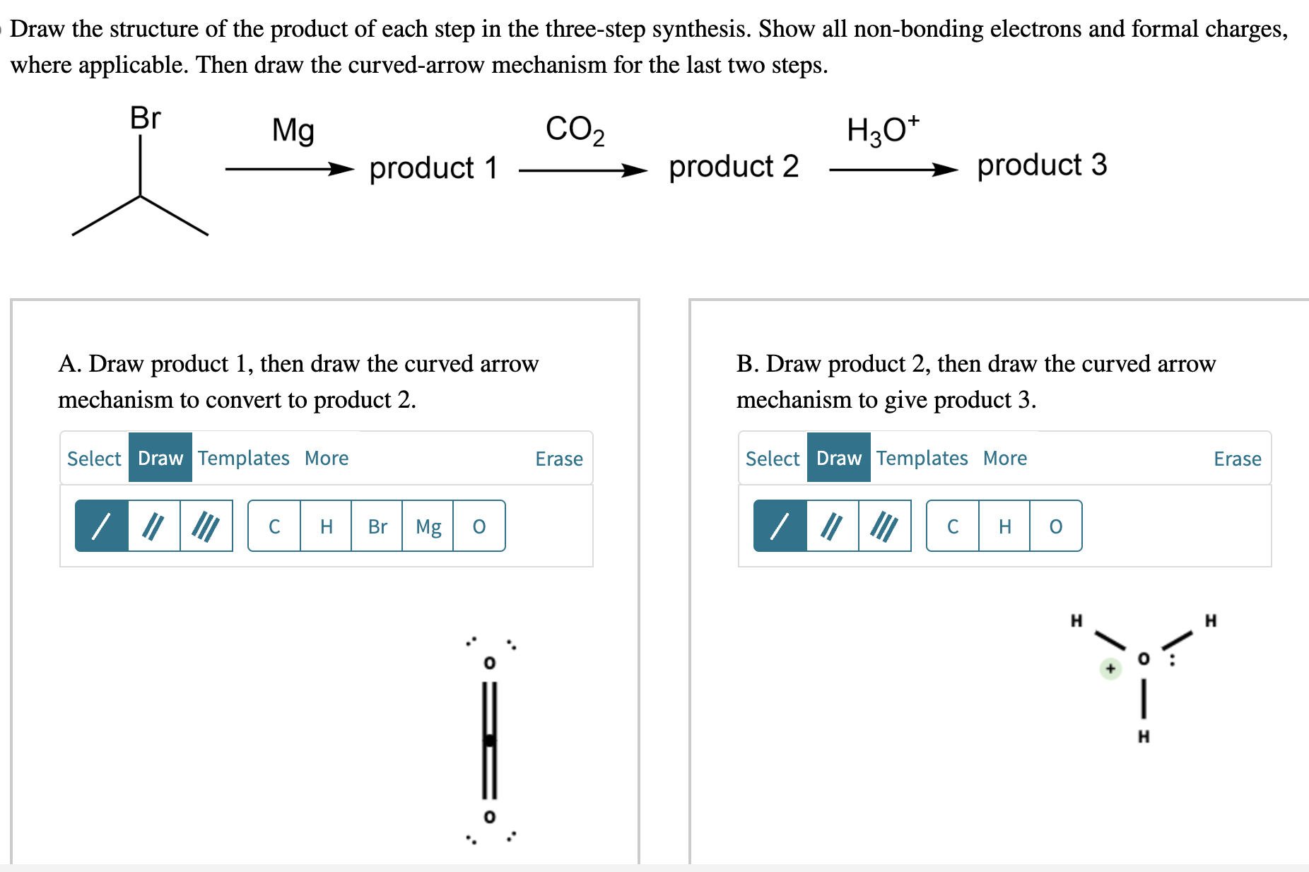 Solved A. ﻿Draw product 1, ﻿then draw the curved arrow | Chegg.com