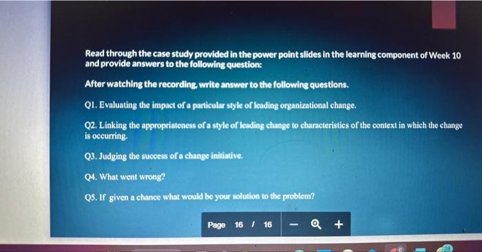 Solved Read through the case study provided in the power | Chegg.com