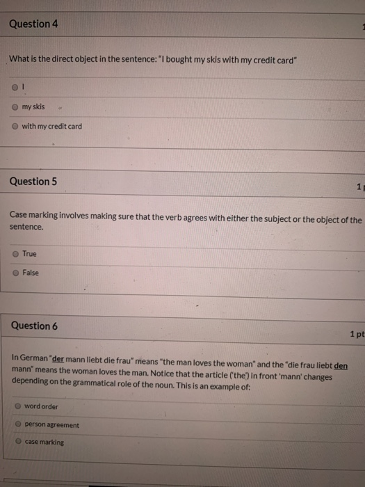 Solved Question 1 1 pts Syntax is mostly about determining | Chegg.com