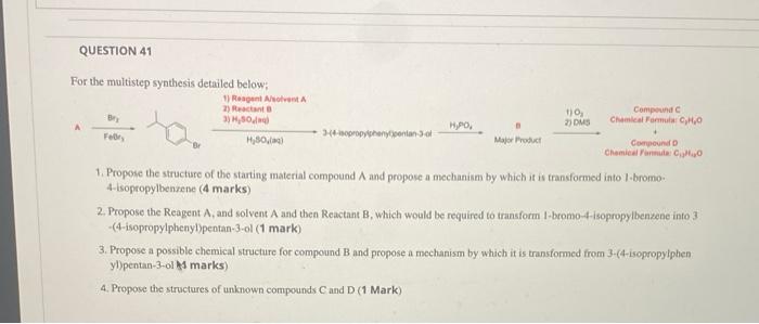 Solved QUESTION 41 110 3) DMS Compound Cal Formula CH.0 A | Chegg.com