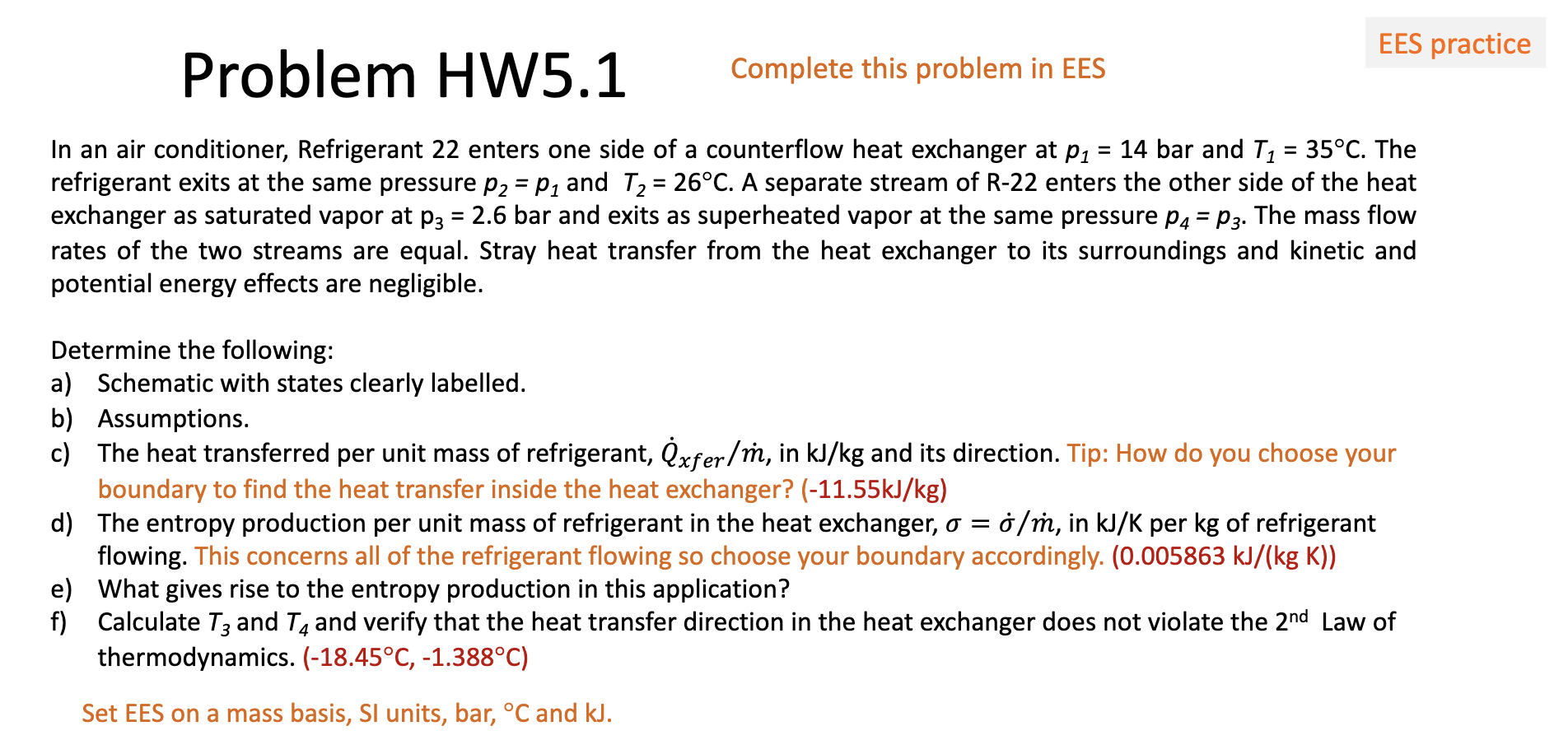 Solved Need EES code for this questionProblem HW5.1Complete | Chegg.com
