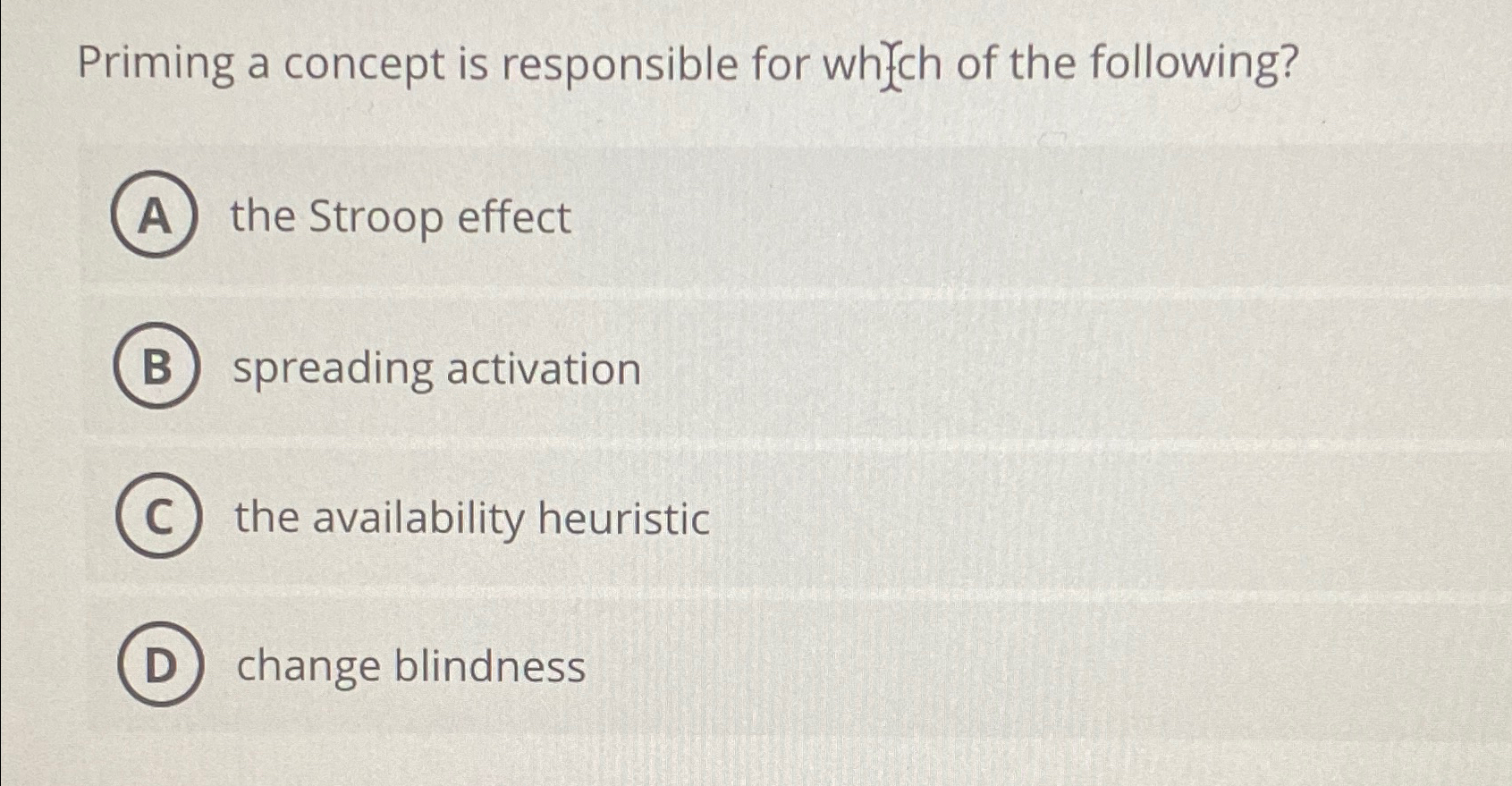 Solved Priming a concept is responsible for whych of the | Chegg.com