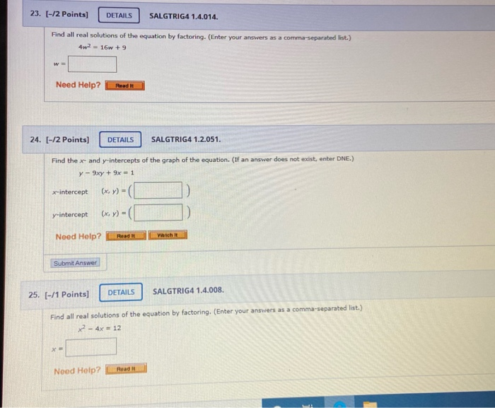 Solved 23. [-/2 Points] DETAILS SALGTRIG4 1.4.014. Find all | Chegg.com