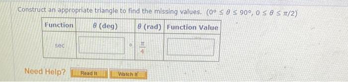 Solved Construct an appropriate triangle to find the missing | Chegg.com