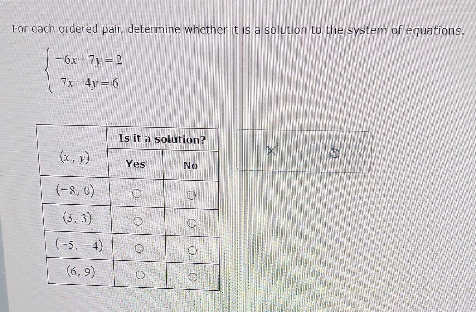 Solved For each ordered pair, determine whether it is a | Chegg.com
