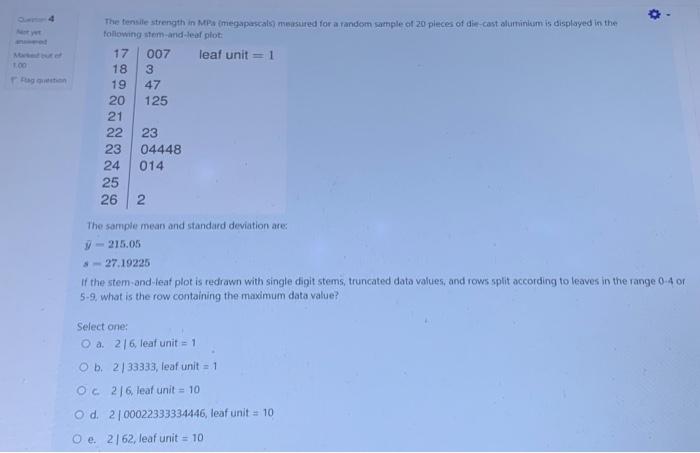 Solved 1.00 Rag question The tensile strength in MPa | Chegg.com