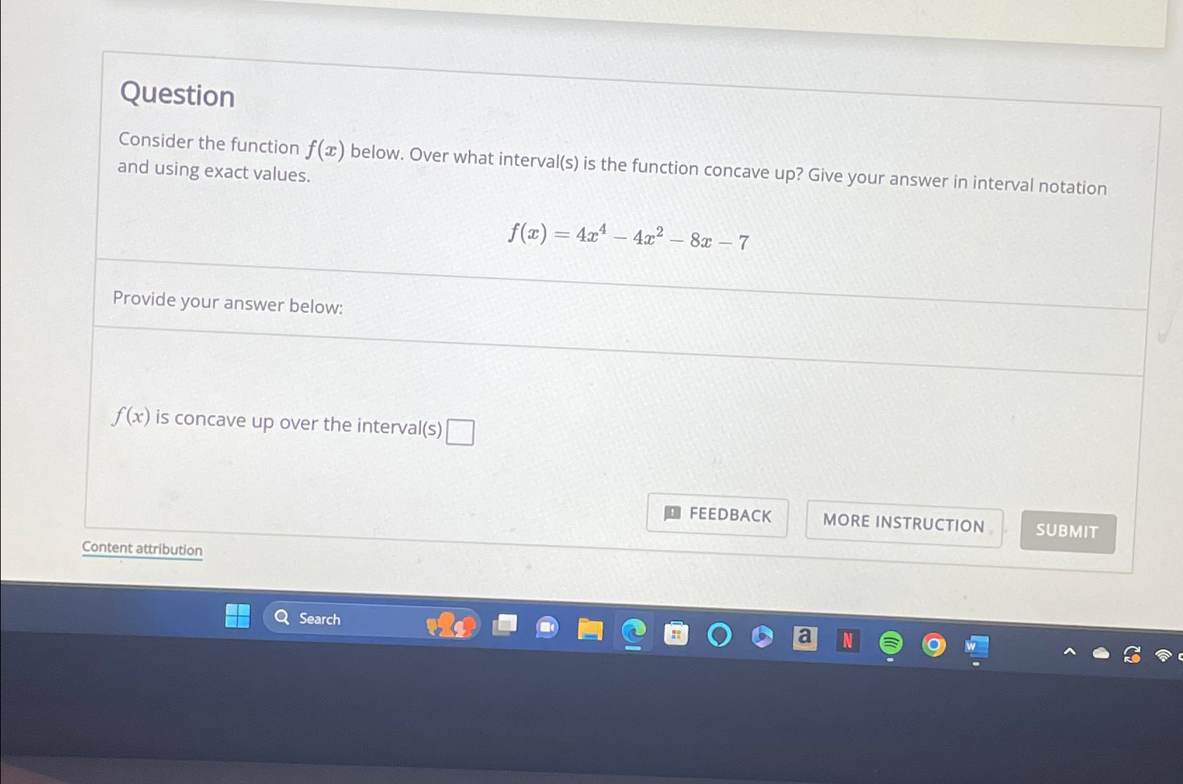 QuestionConsider the function f(x) ﻿below. Over what | Chegg.com