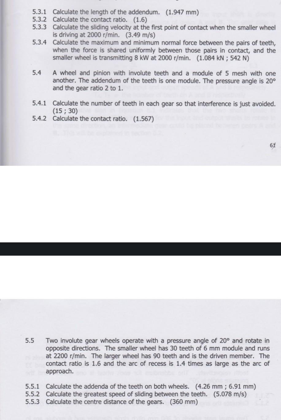 Solved 5.3.1 Calculate the length of the addendum. (1.947 mm | Chegg.com