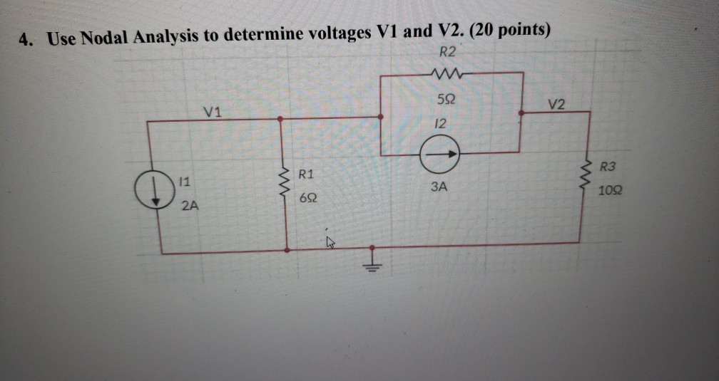 Solved 4. Use Nodal Analysis to determine voltages V1 and | Chegg.com