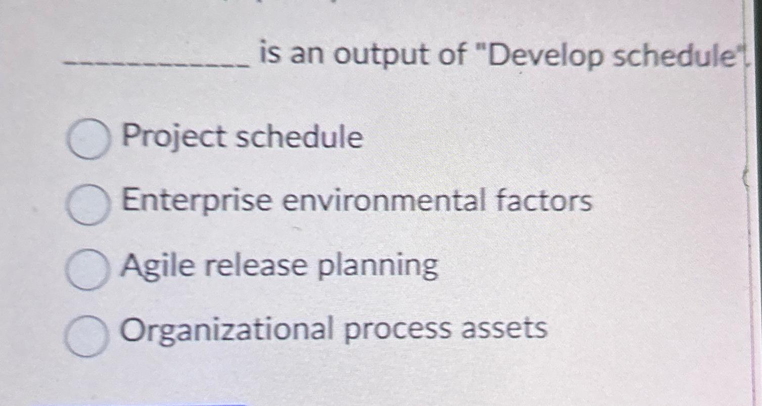 Solved is an output of "Develop schedule"Project | Chegg.com