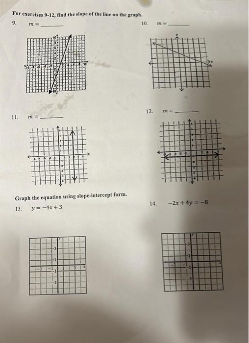 Solved For exercises 9-12, find the slope of the line on the | Chegg.com