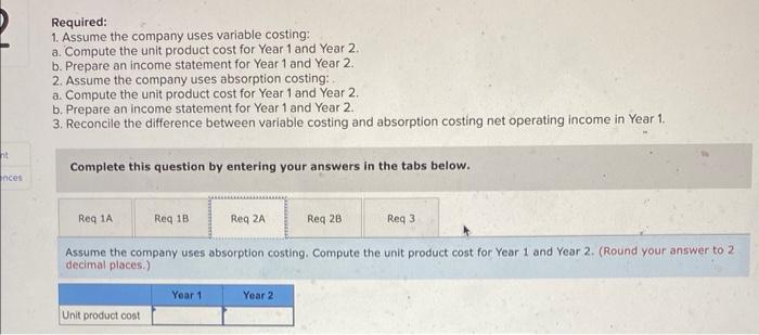 Solved Exercise 6-9 (Static) Variable and Absorption Costing | Chegg.com