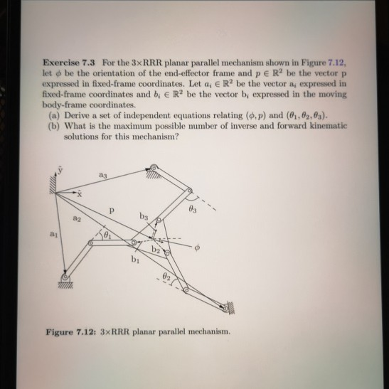 Exercise 7.3 For the 3x RRR planar parallel mechanism | Chegg.com