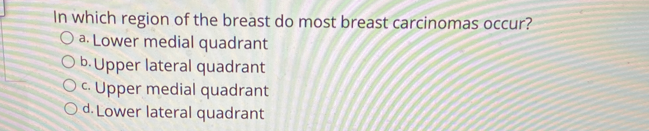 Solved In which region of the breast do most breast | Chegg.com