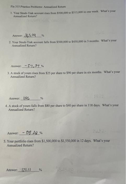 Solved 1. You have annual returns of +25%,−45%, 482%, and | Chegg.com