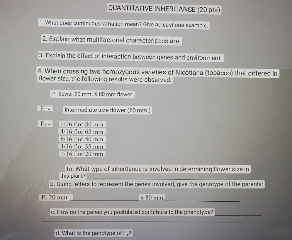 Solved 3. Explain the effect of interaction between genes | Chegg.com