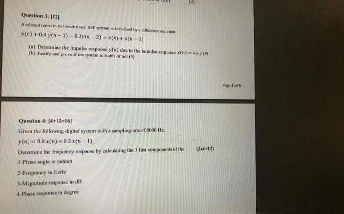 Solved Question 3: {12] A relaxed (zero initial conditions) | Chegg.com