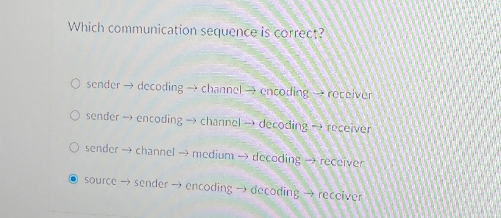 Solved Which communication sequence is correct?sender → | Chegg.com