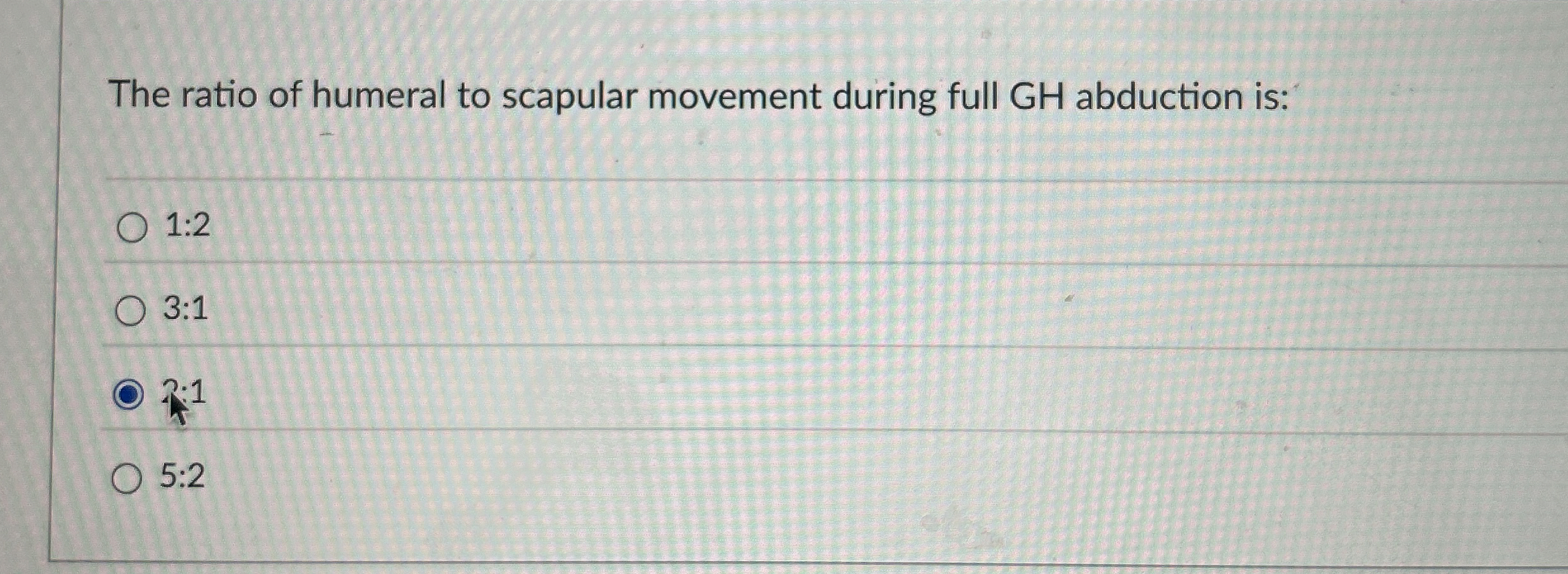 Solved The ratio of humeral to scapular movement during full | Chegg.com