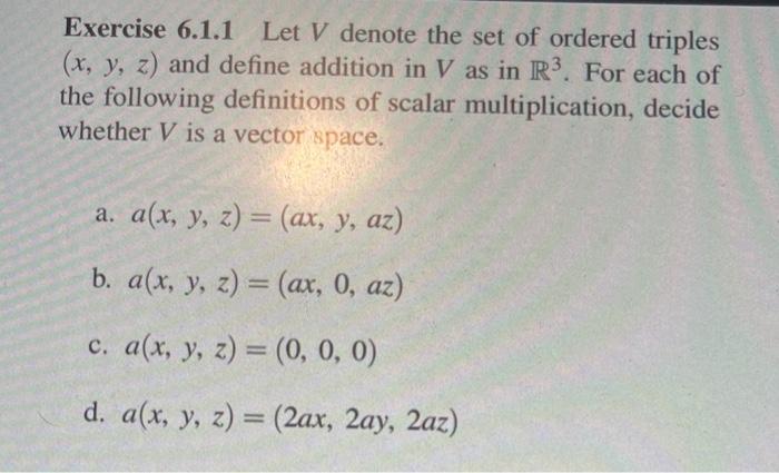 Solved Exercise 6.1.1 Let V denote the set of ordered | Chegg.com Solved Exercise 6.1.1 Let V denote the set of ordered | Chegg.com