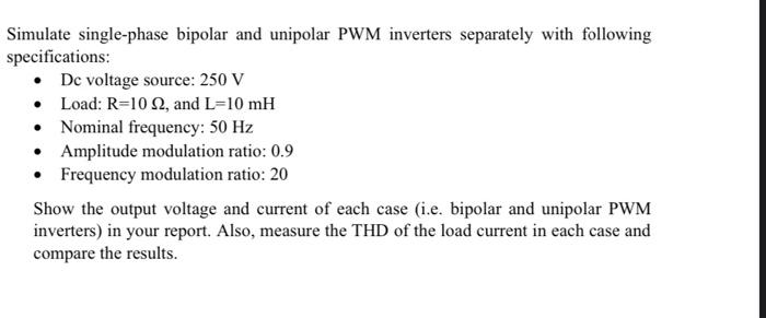 Solved Simulate single-phase bipolar and unipolar PWM | Chegg.com