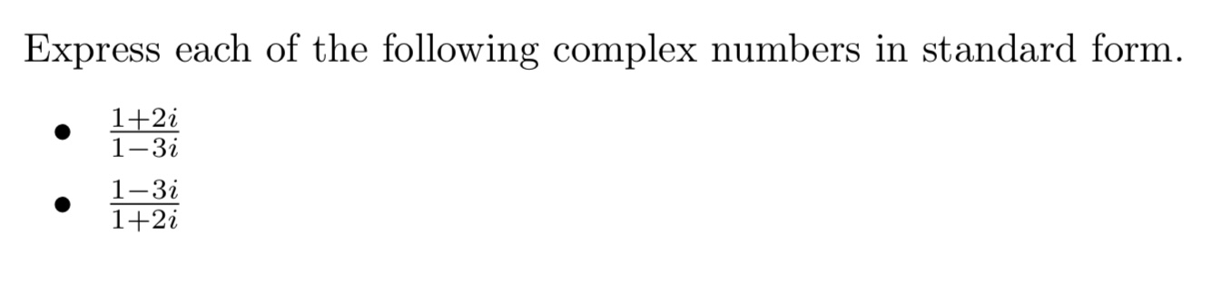 Solved Express each of the following complex numbers in | Chegg.com