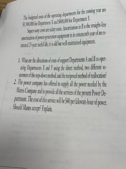 Solved 3) Support department cost allocations; | Chegg.com Solved 3) Support department cost allocations; | Chegg.com
