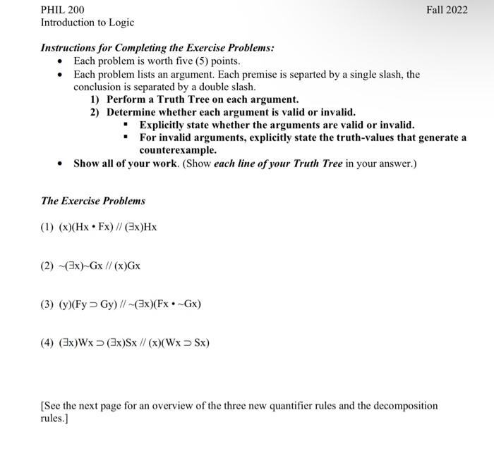 Instructions for Completing the Exercise Problems: - | Chegg.com