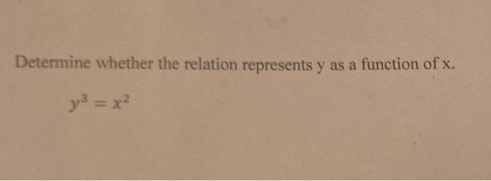 Solved Determine whether the relation represents y as a | Chegg.com