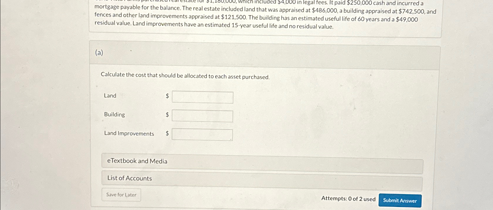 mortgage payable for the balance The red a at estate | Chegg.com