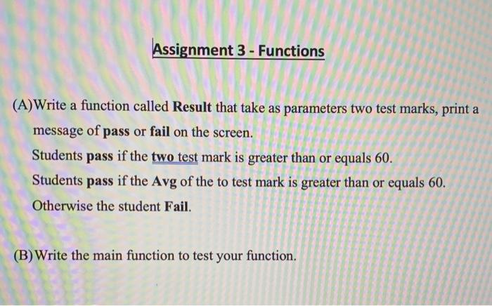 Solved Assignment 3 Functions Awrite A Function Called 6303
