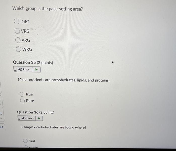 Solved Which group is the pace-setting area? DRG VRG ARG WRG | Chegg.com